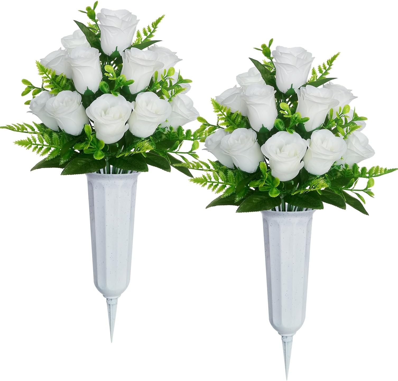 Amazon.com: Aulock 2 Sets Artificial Cemetery Flowers with Vases - 36 ...