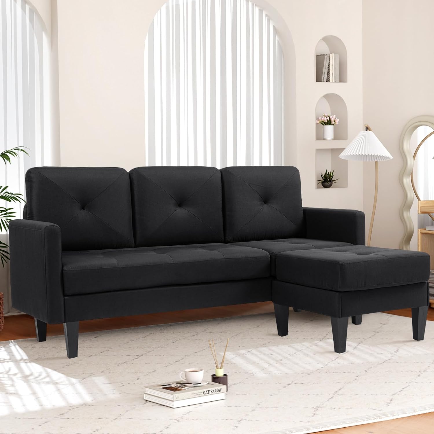 Amazon.com: ChicFurnit L Shape Couch, Small Sectional Sofa for Small ...