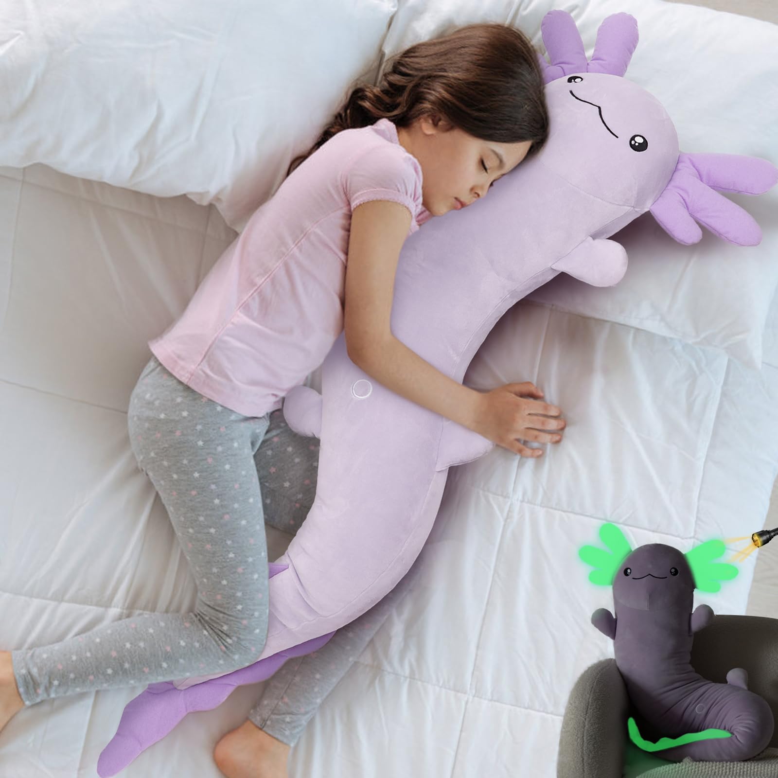 Amazon.com: MaoGoLan Large Axolotl Plush Body Pillow,Big Axolotl Plush ...