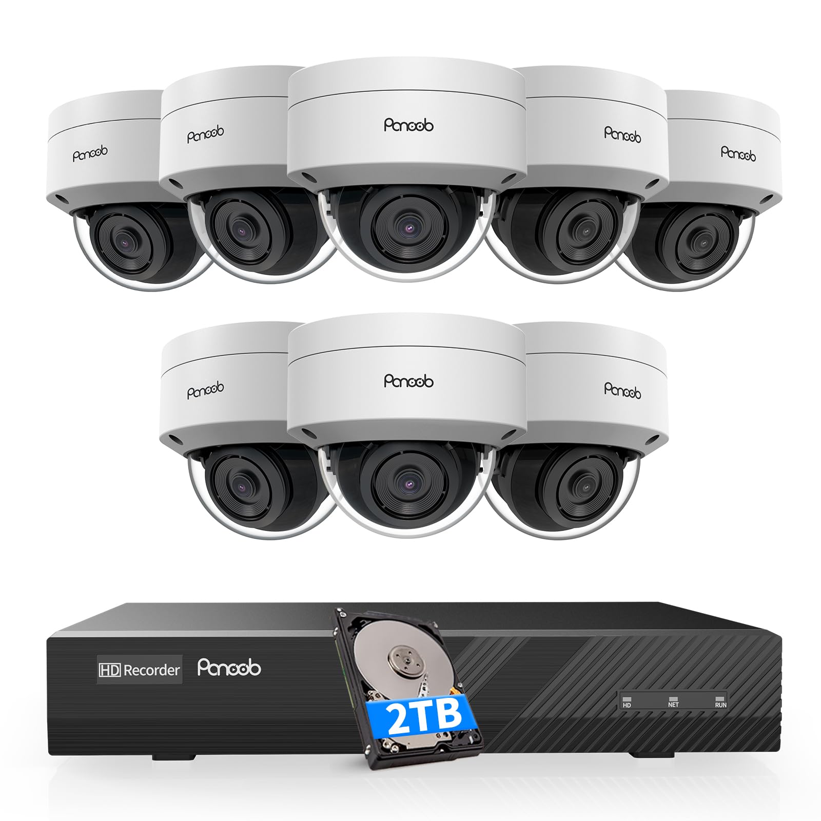 Amazon.com : PANOOB Security Camera System PoE, 8X 5MP Wired IP IK10 ...