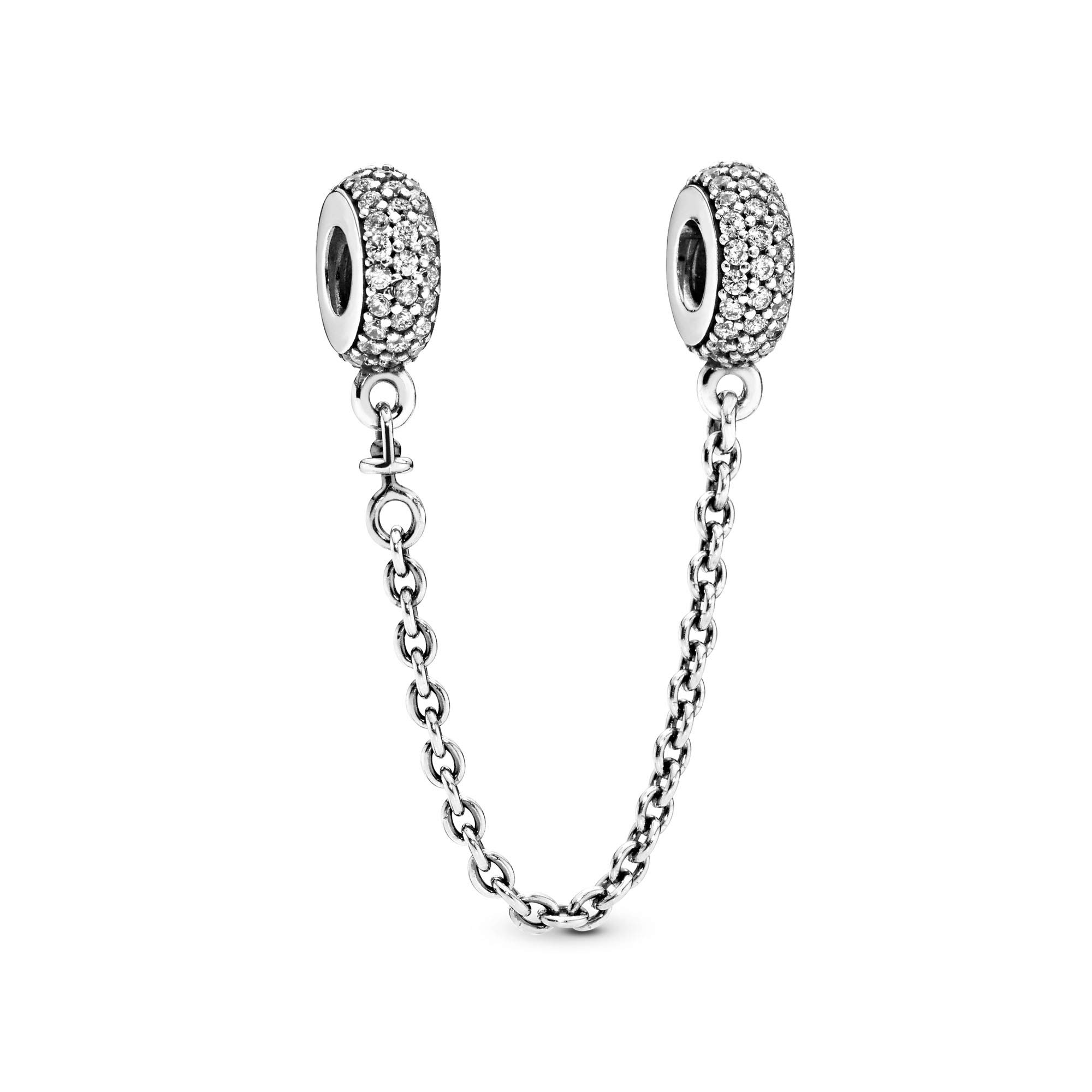 Amazon.com: PANDORA Sparkling Pavé Safety Chain Charm Bracelet Charm ...