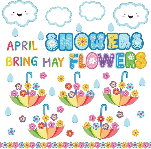 Amazon.com: Spring Bulletin Board Decorations for Classroom - April ...