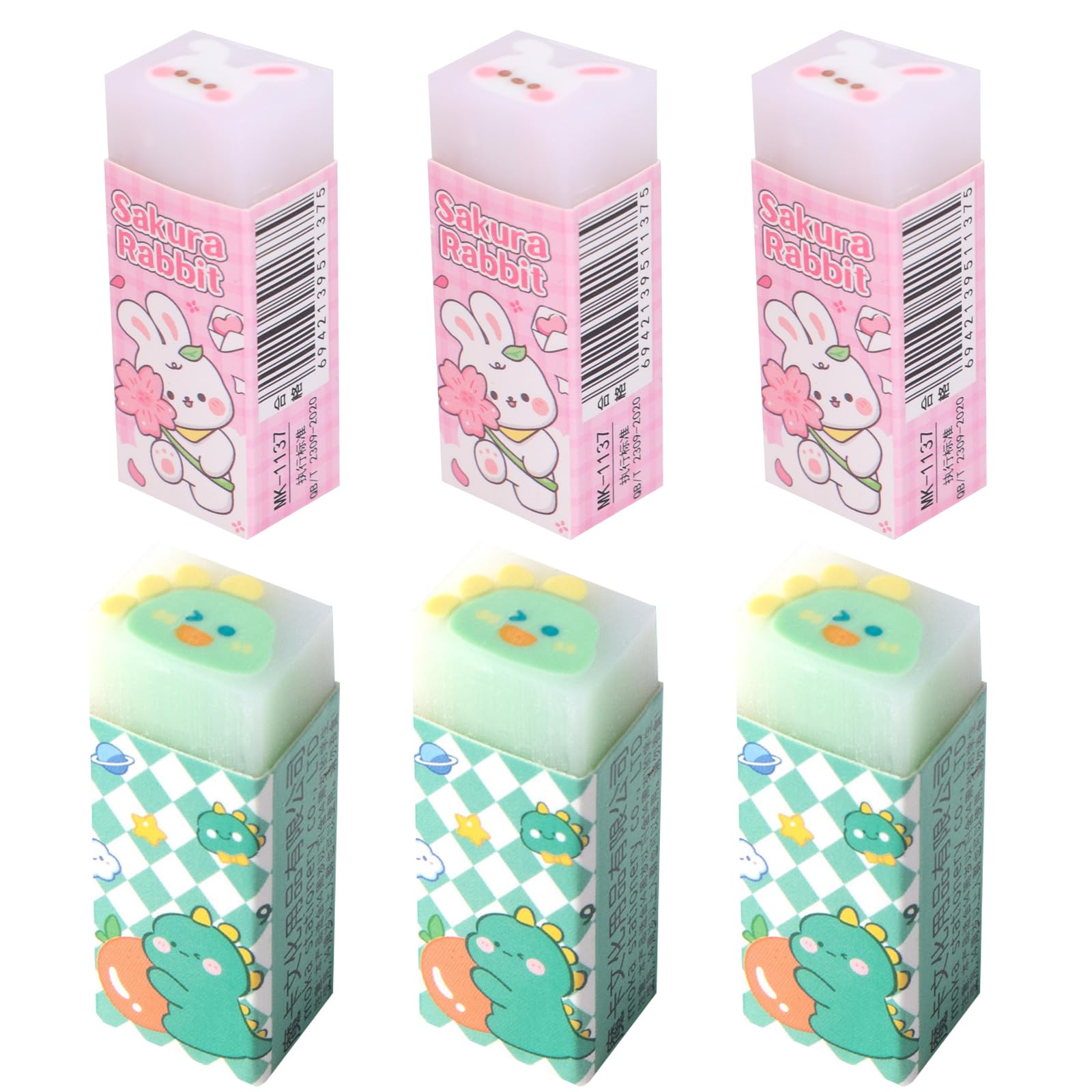 Eraser Cute 6pcs Pencil Eraser Set Rectangle Rubber Eraser Animal ...