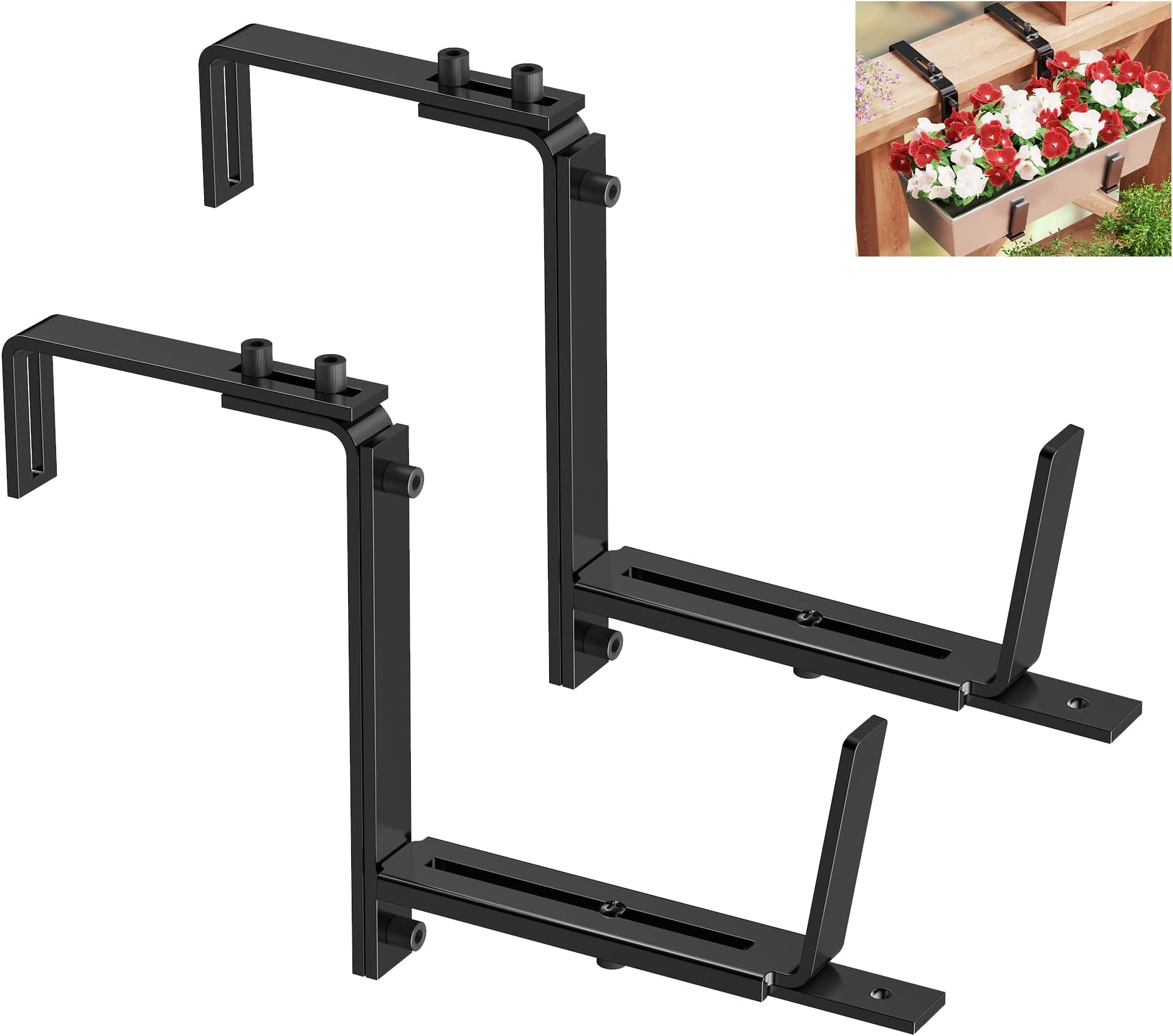 Amazon.com : Y&M 2 Pcs Deck Railing Adjustable Planter Box Brackets (6 ...