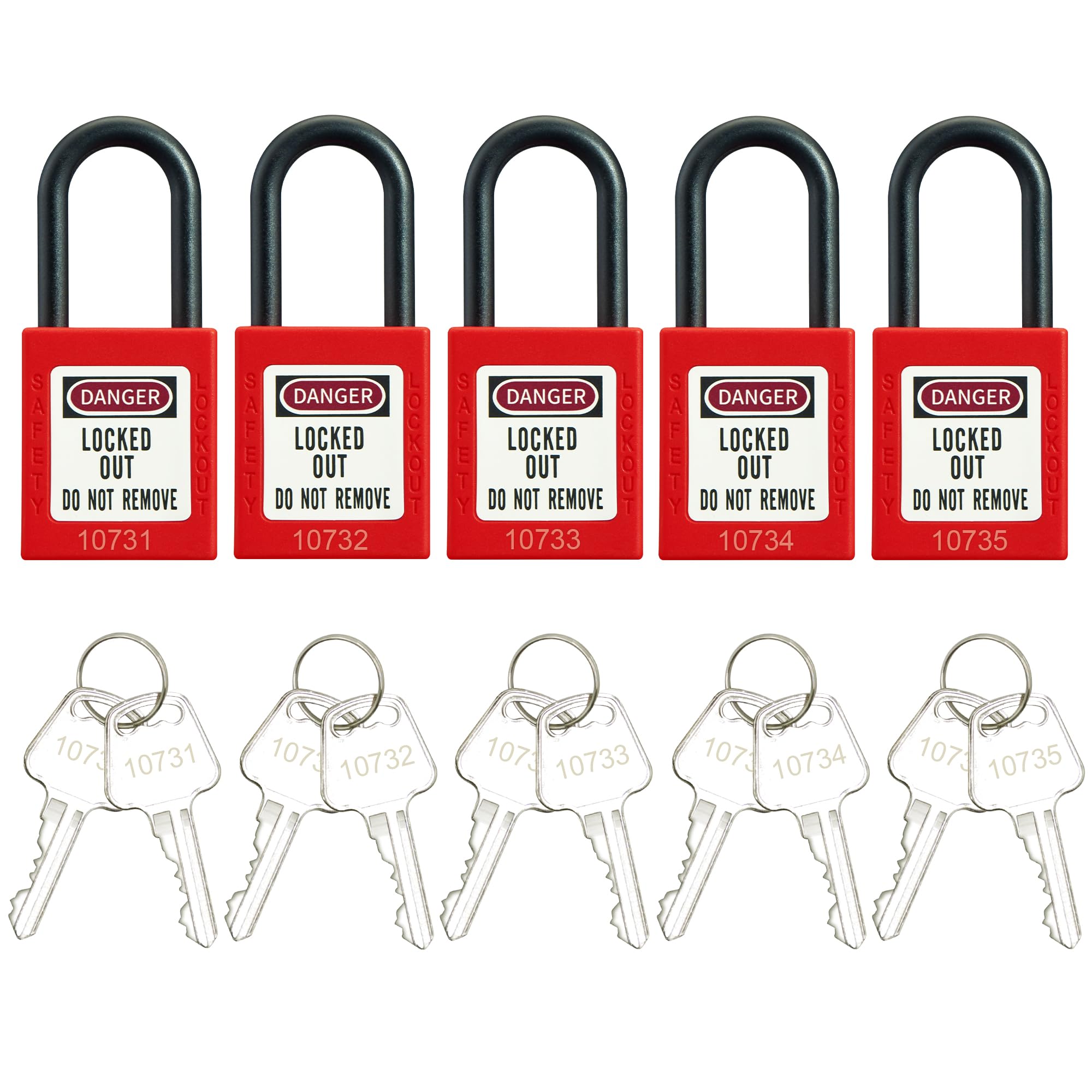 Amazon.com: SATTRON Safety Lockout Padlock Sets, OSHA Compliant 5 Red ...