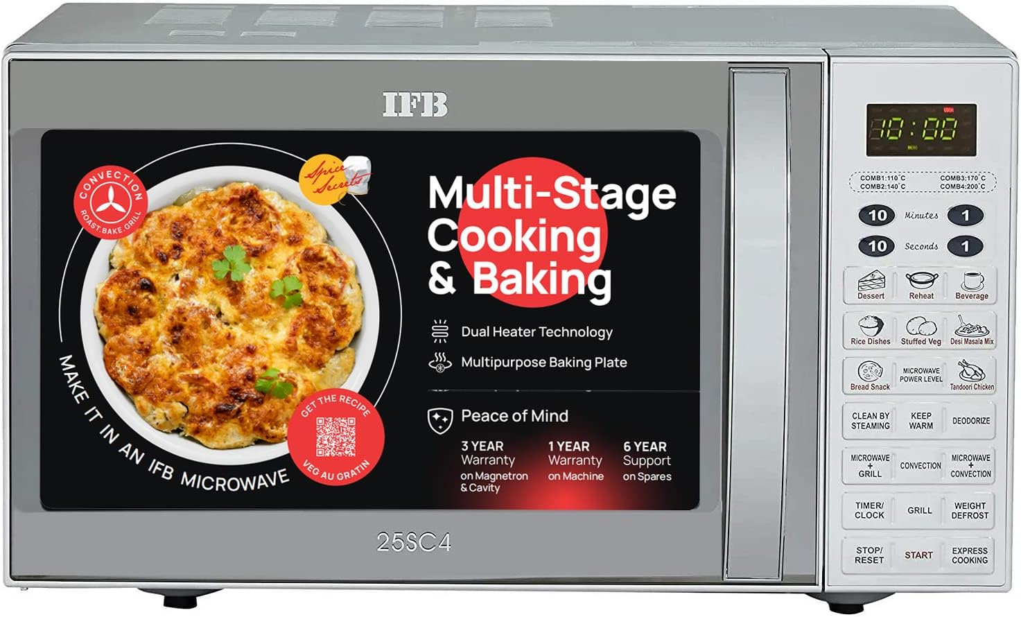 IFB 25 L Microwave Conventional Oven (25SC4, Metallic Silver, With ...