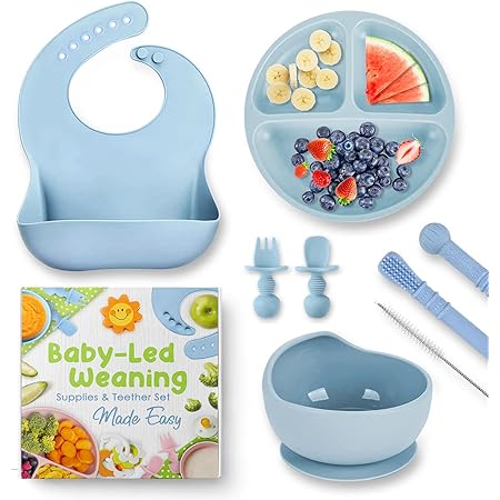 Amazon.com: Silicone Baby Feeding Set, Baby Led Weaning Supplies with ...