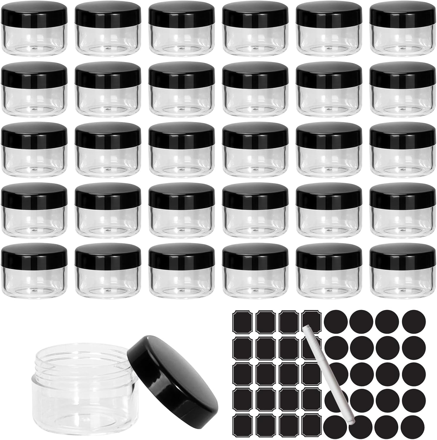 30 Pcs Empty Sample Pots 0.5 oz Plastic Travel Cosmetic Container Jars ...