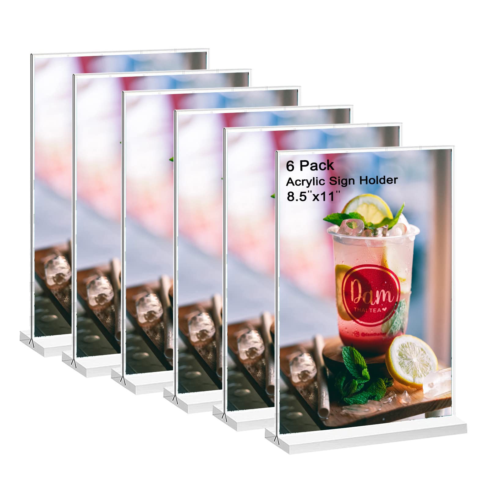 6 Pack Acrylic Sign Holder 8.5 x 11 Clear Flyer Stands Double-sided ...