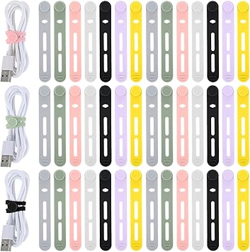 Amazon.com: 42 Pcs Silicone Cable Ties, Adjustable Silicone Cable ...