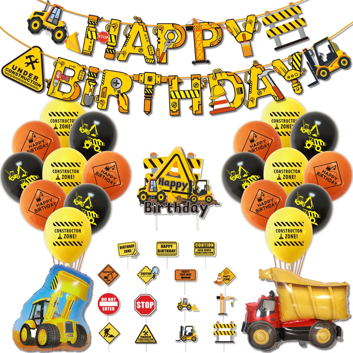 Construction Site Birthday Party Banners 1pc Construction Theme Happy