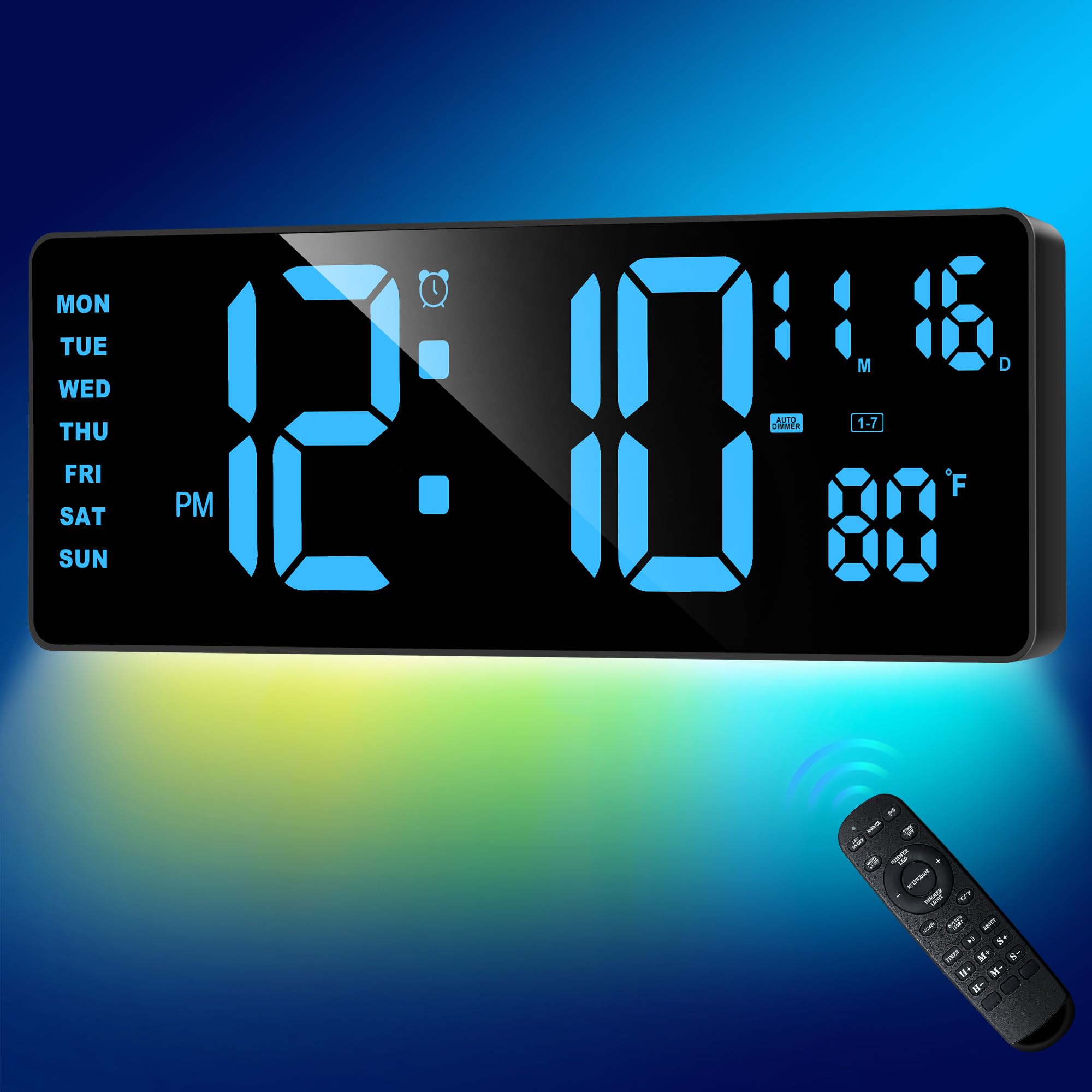 Amazon.com: XREXS Digital Wall Clock Large Display, 16.5" LED Wall ...