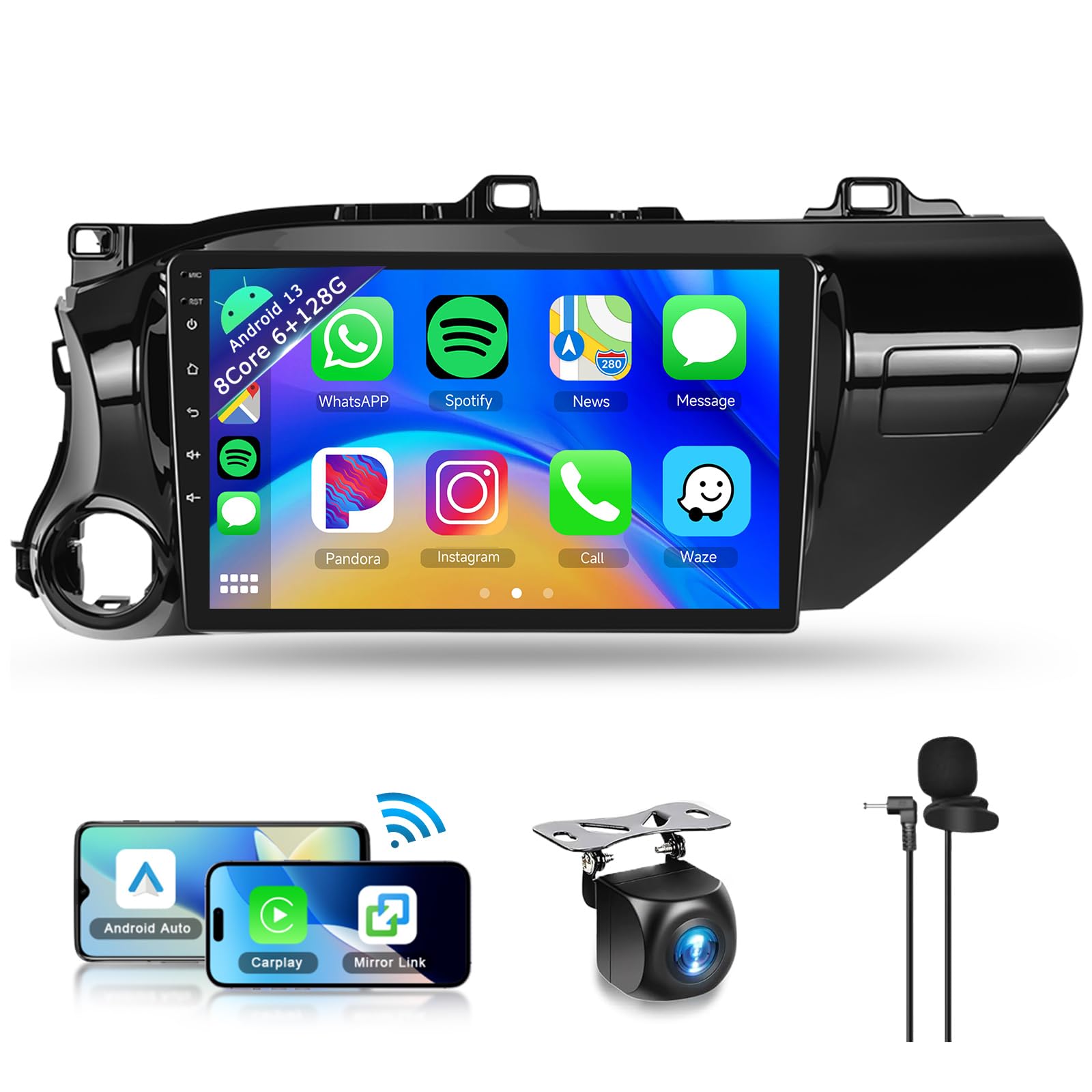 Amazon.com: 8Core 6+128G Car Radio for Toyota Hilux 2015 2016 2017 2018 ...