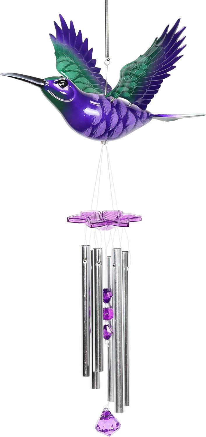 Amazon.com : Exhart Outdoor Wind Chimes - WindyWings 12" Hummingbird w ...