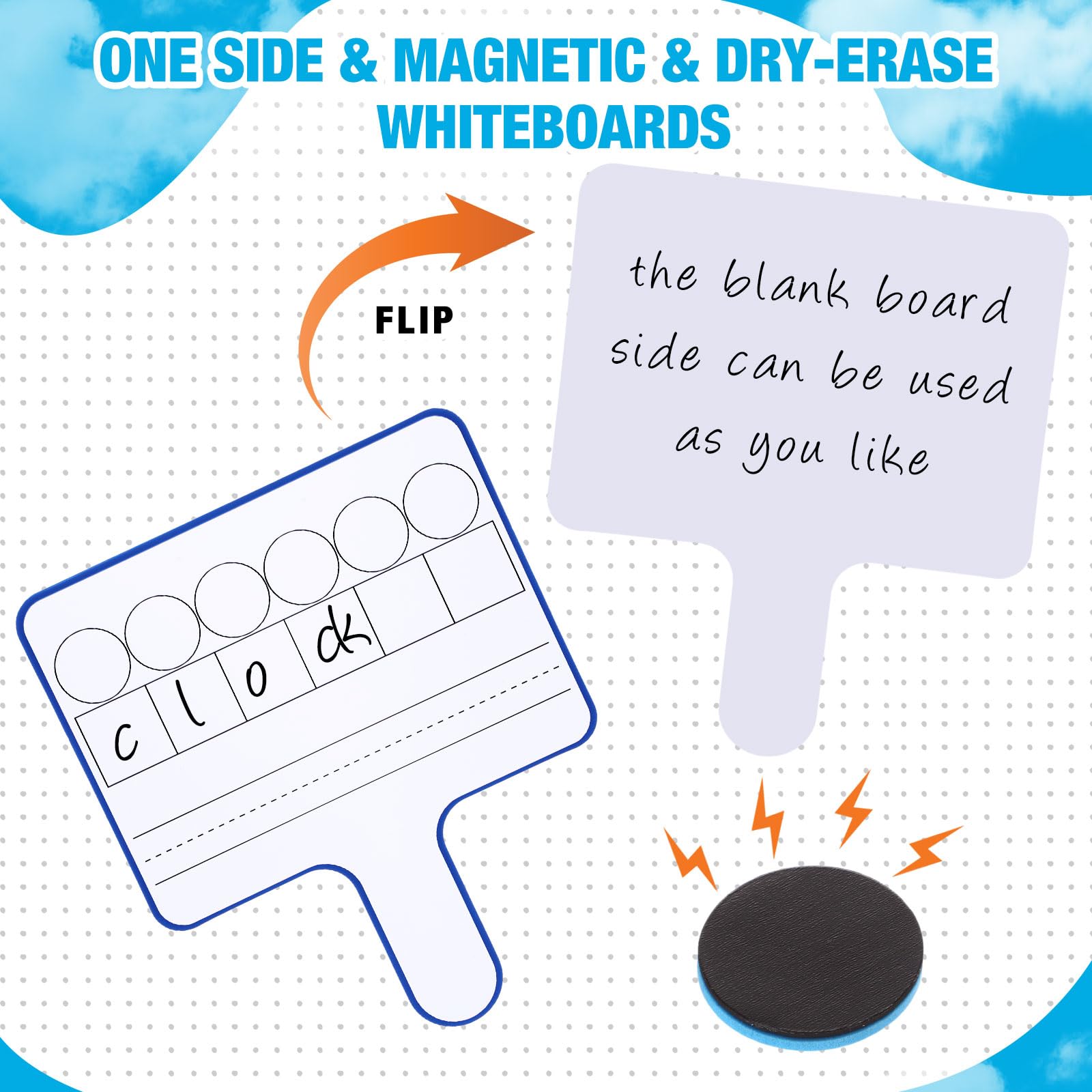 Seajan 6 Pcs Magnetic Paddle Set Education Dry Erase Double Side ...