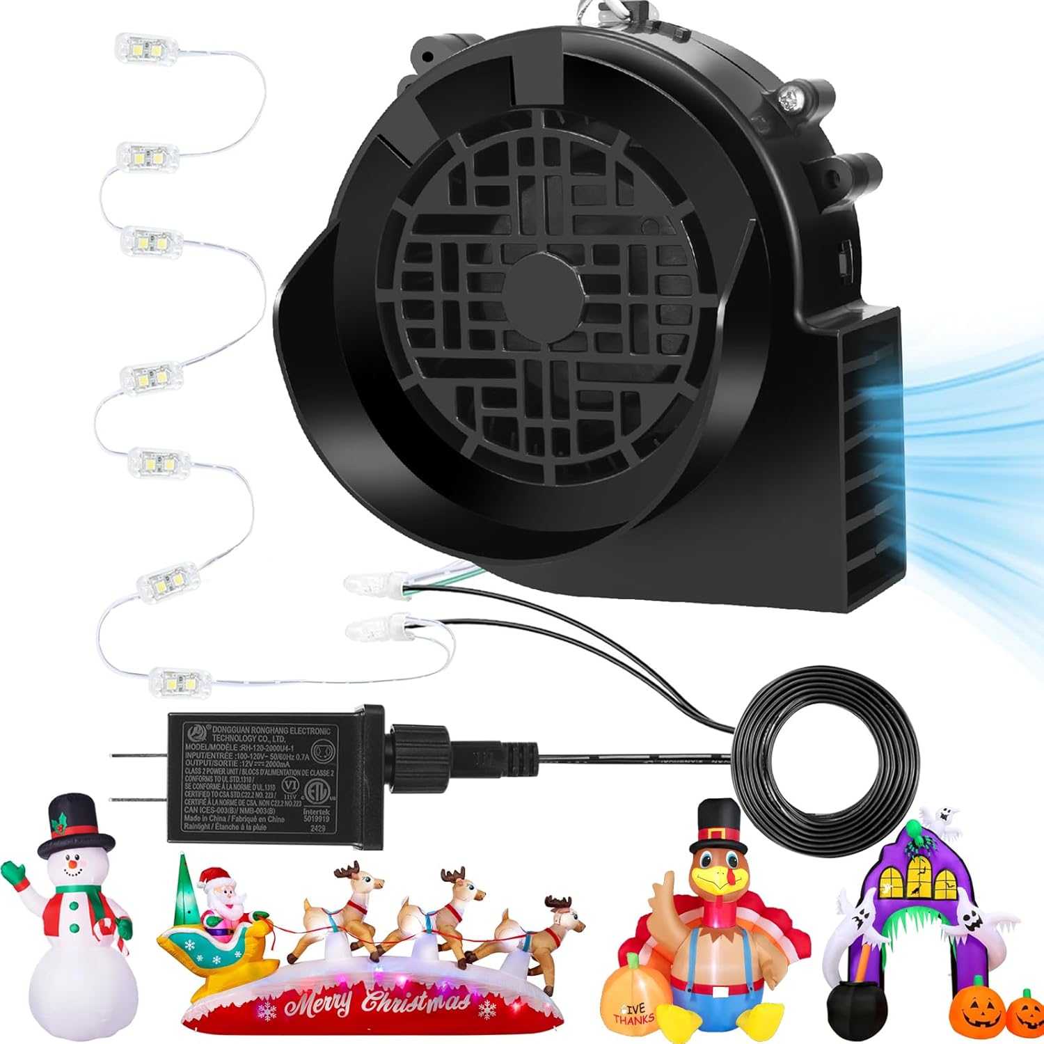 Amazon.com: Replacement 1.5A Air Blower Fan for Inflatables -7 LEDs Air ...