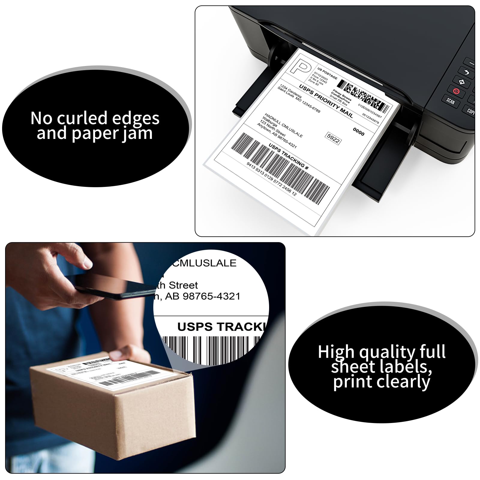 Snapklik.com : 8.5" X 11" Full Sheet Label Sticker Paper For Laser ...