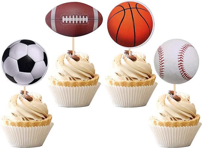 Amazon.com: 36 PCS Sports Cupcake Toppers Baseball Cupcake Picks ...