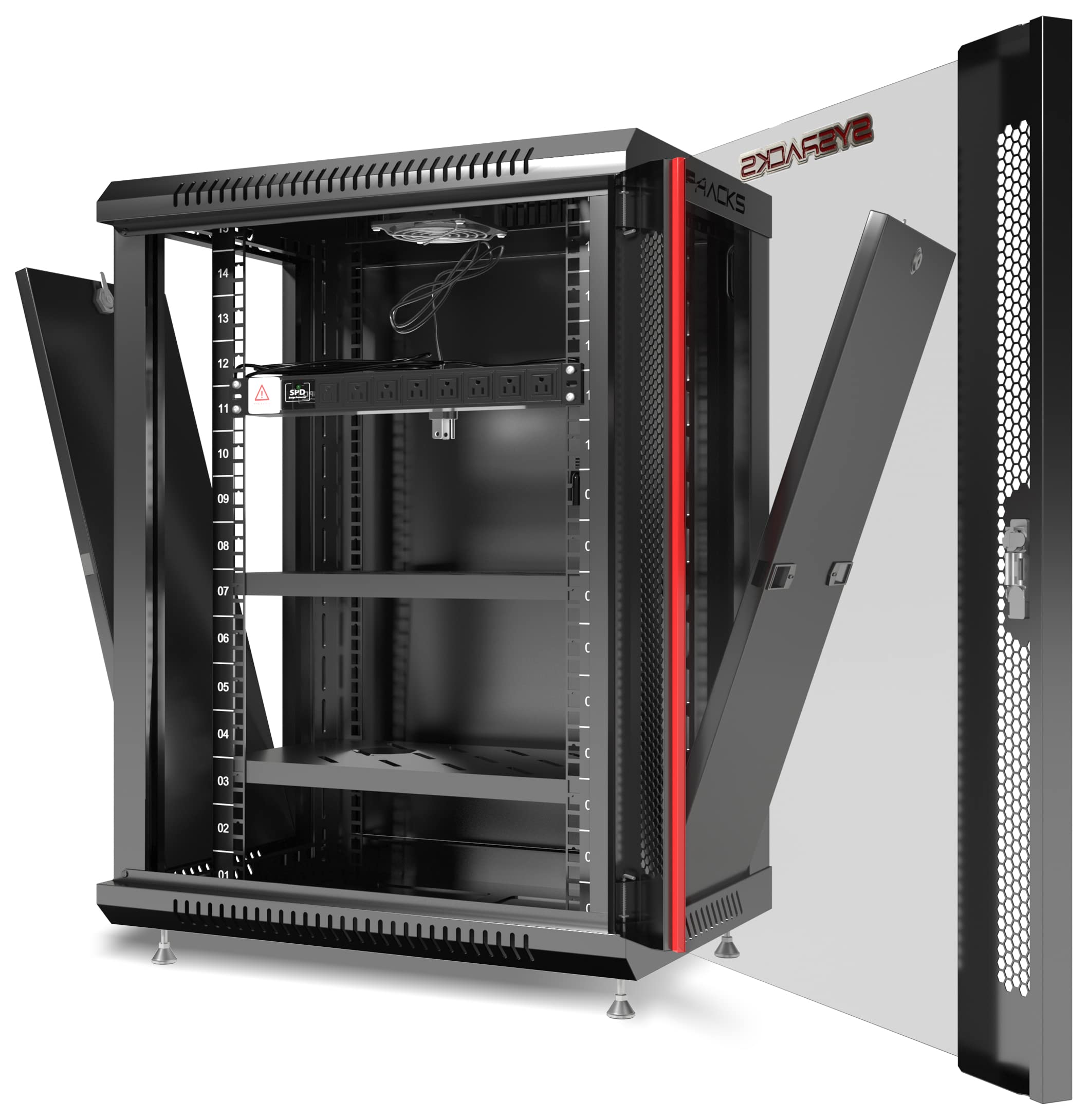 Sysracks 15U 18 inch Depth Wall Mount Server Cabinet Enclosure Rack ...