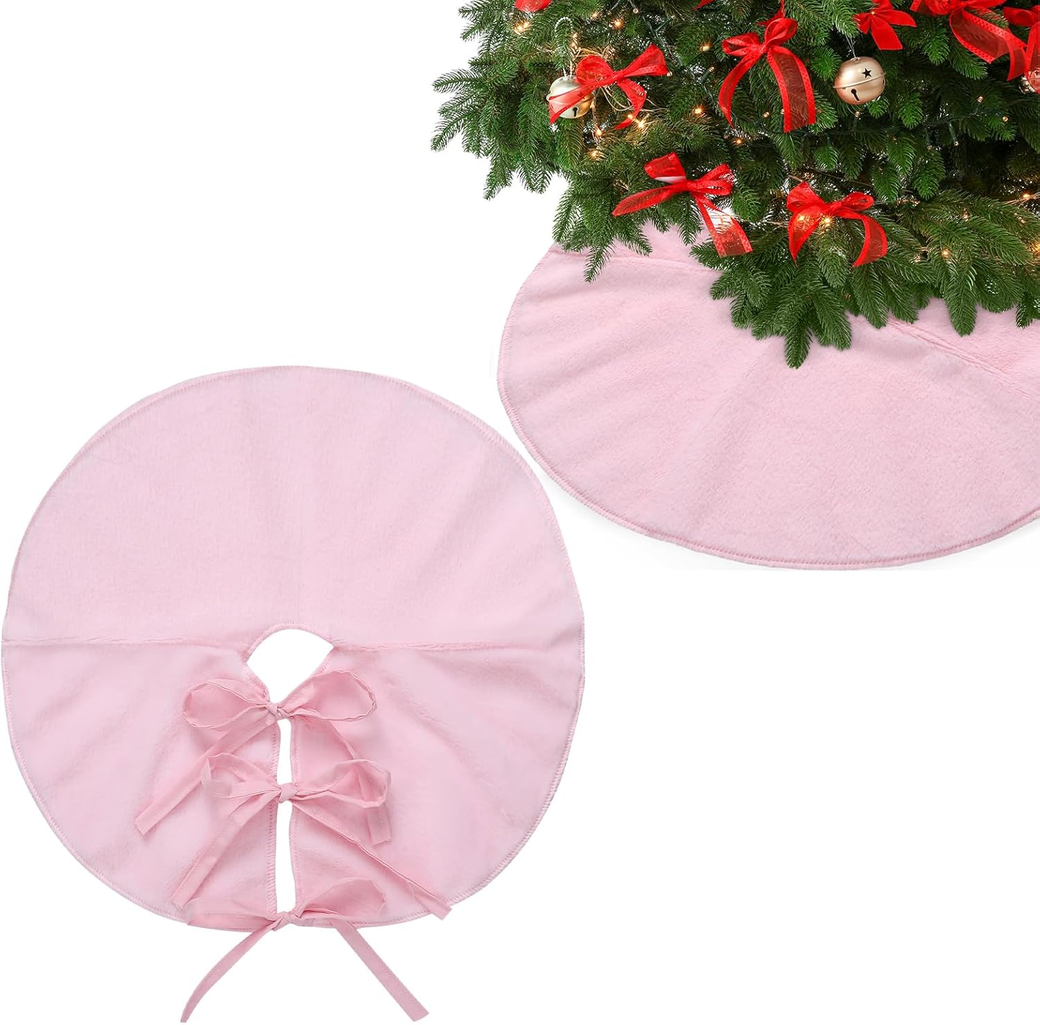 Amazon.com: Gejoy Christmas Tree Skirt Jade Fox Velvet Light Pink Mini ...