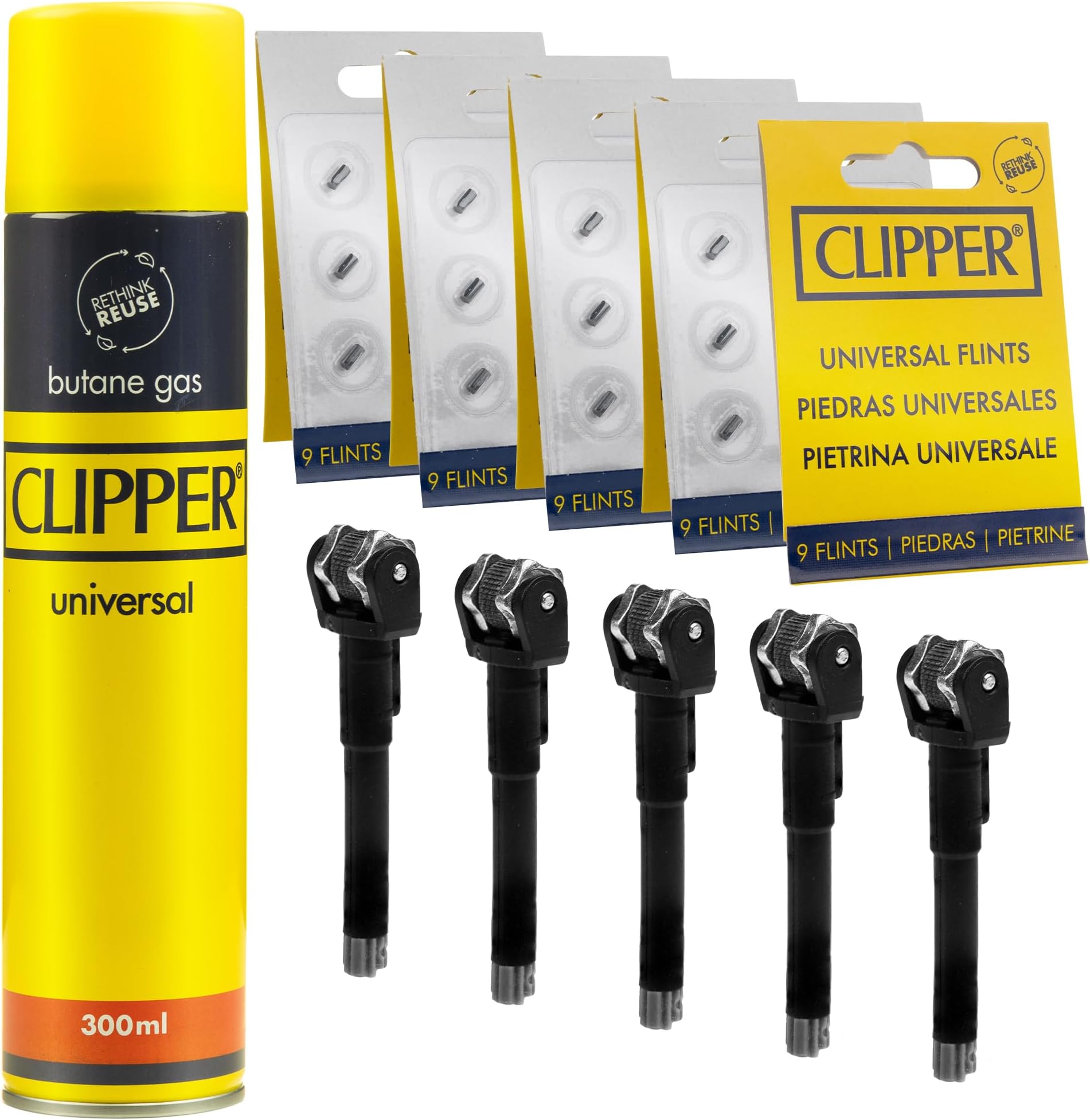 Clipper Lighter Accessory Kit | 1 x Clipper 300ml Gas Refill - 5 x ...