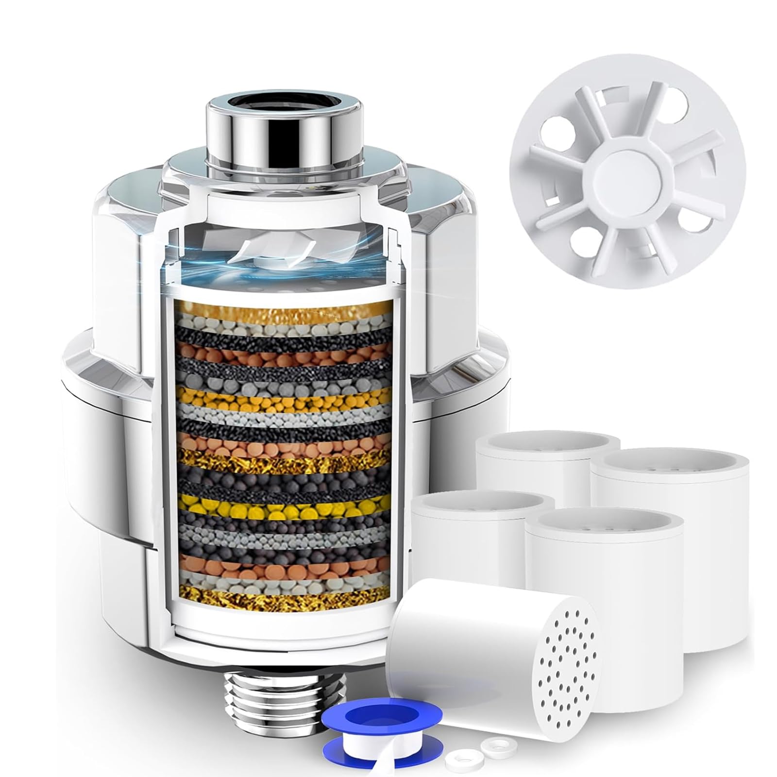 20-Stage Shower Head Filter-Shower Head Filter for Hard Water, with 5 ...