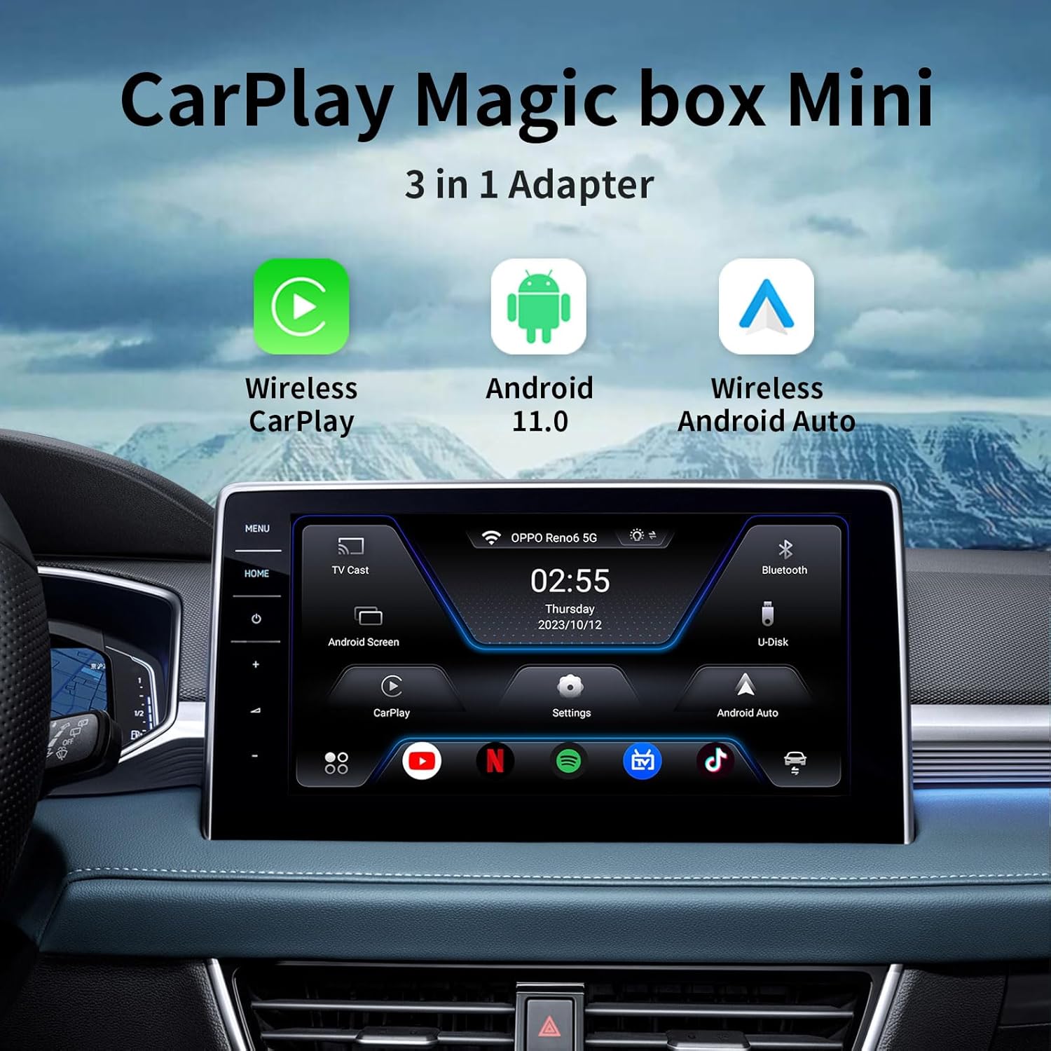 NUPSTE Car Play Magic Box Adaptador inalámbrico 3 en 1 para Apple ...