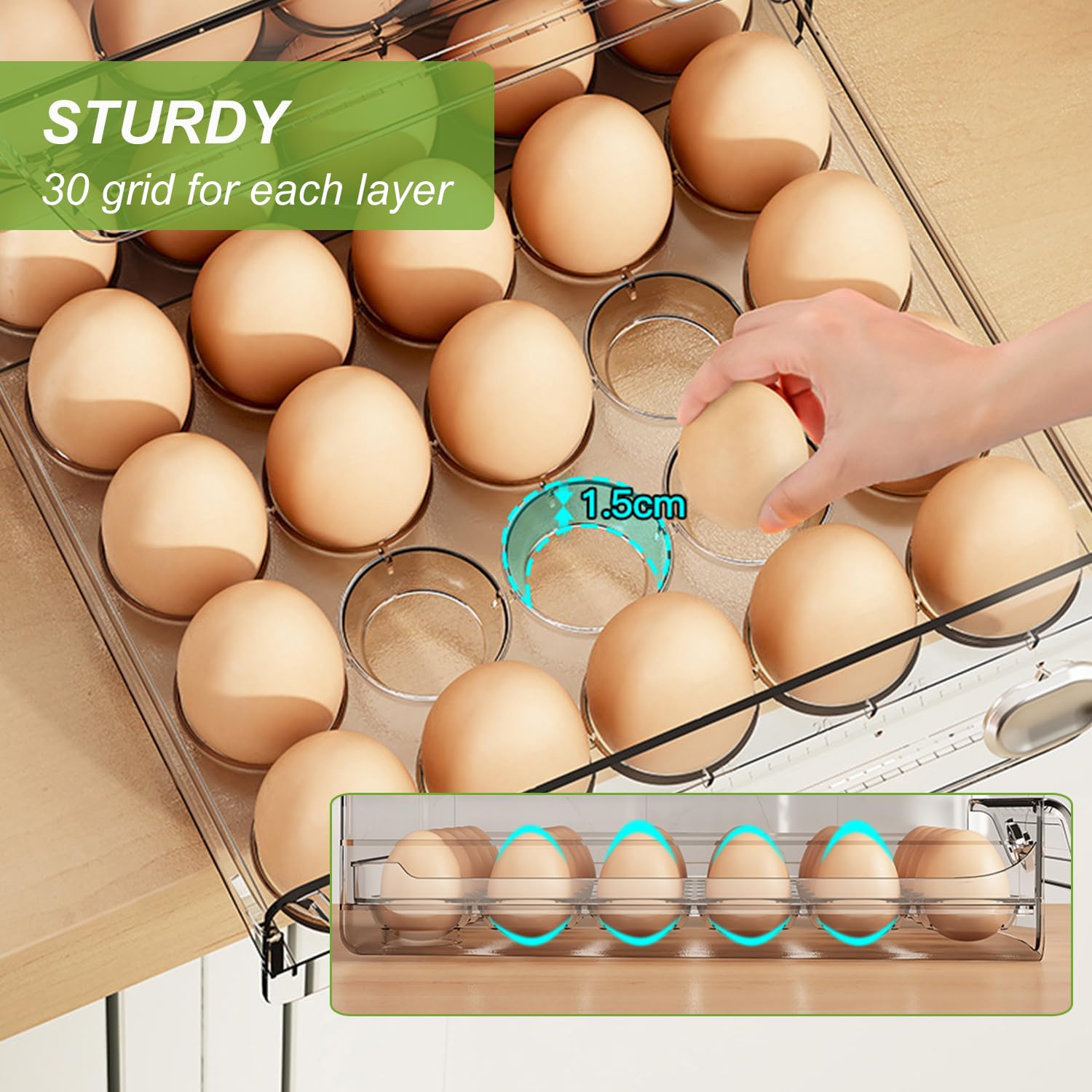 Snapklik.com : Yatmung (2 Pack 60 Count Eggs Drawer For Refrigerator ...