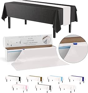 Amazon.com: White Plastic Table Runner Roll in A Slide Cutter Box - 14 ...