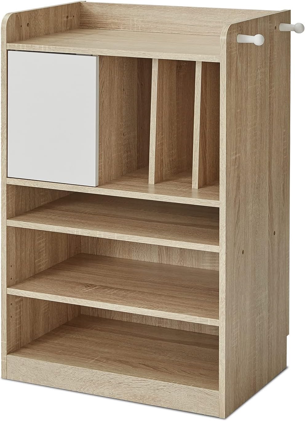 Amazon.co.jp: LOWYA ロウヤ ハンガーラック 子供用 教科書 収納 ランドセルラック キャスター付き 約幅90cm オーク×グレー