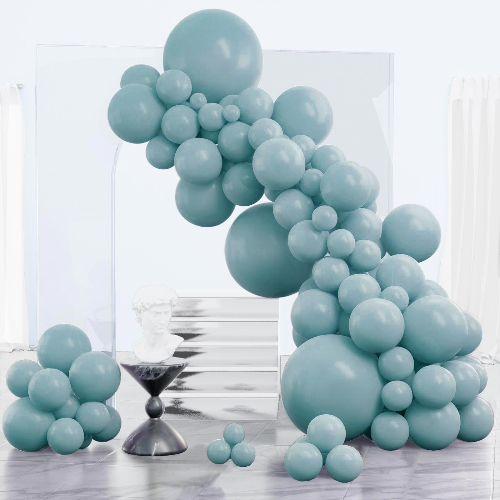 Amazon.com: PartyWoo Pale Aqua Balloons, 85 pcs Boho Blue Balloons ...