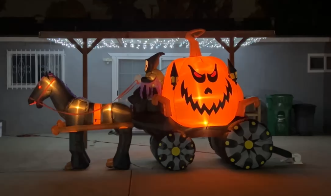 Watch 11.5 Foot Long Inflatable Grim Reaper Drive Pumpkin Carriage on ...