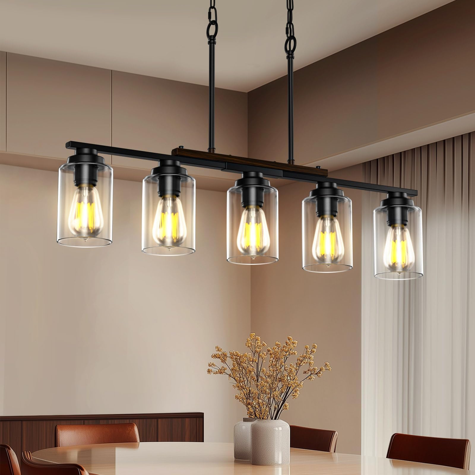 Modern Multi-Light Pendant Light with White Glass and 5-Lights ...