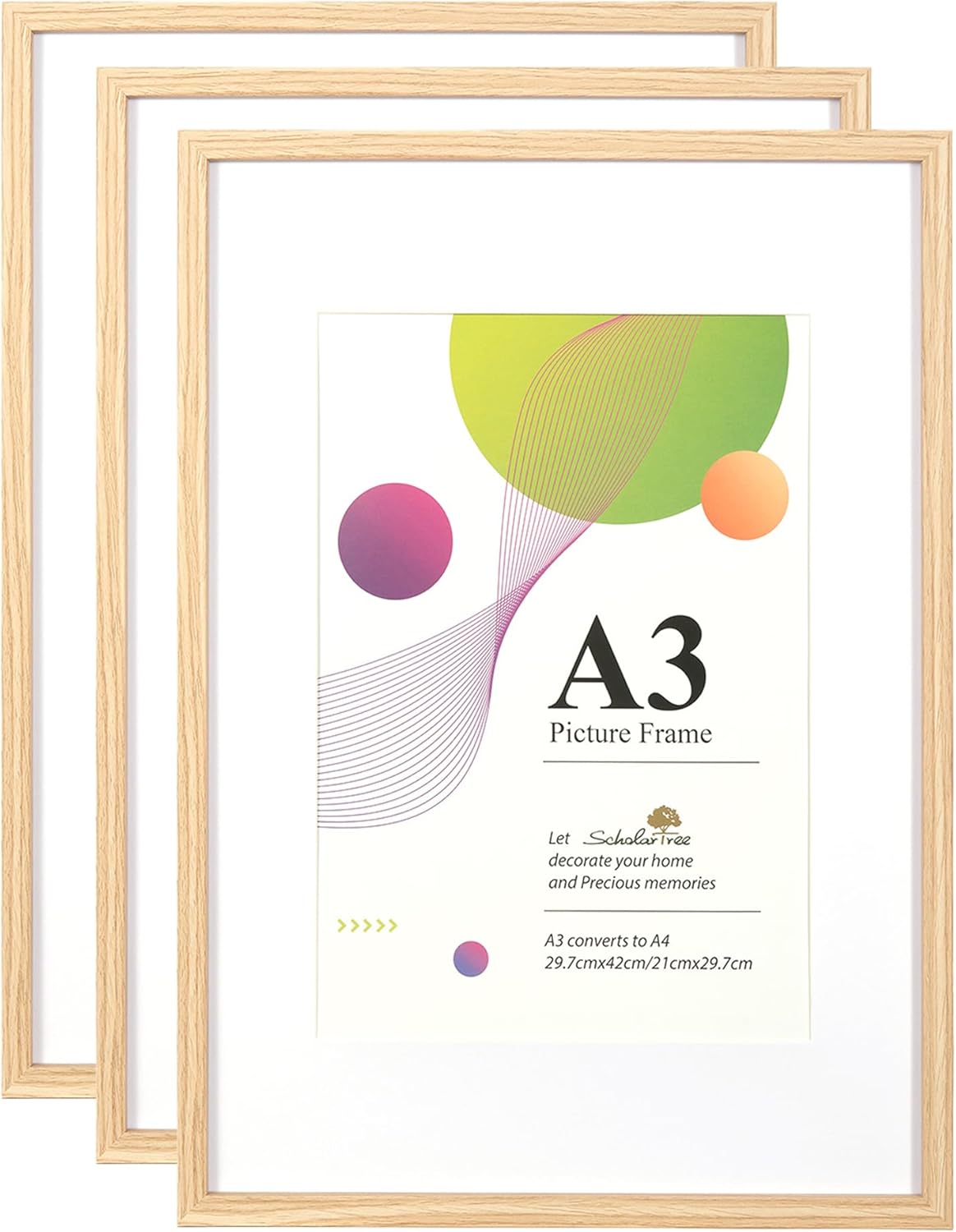 Scholar Tree A3 Oak Frame - 3 Pack A3 Picture Frame, Oak Picture Frames ...