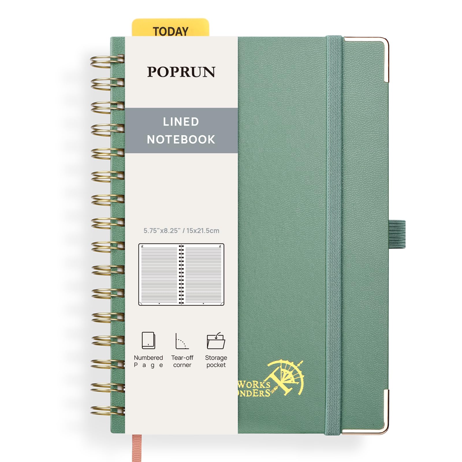 POPRUN Spiral Bullet Lined Journal Notebook, [A5 Size] - 120 Gsm Thick ...