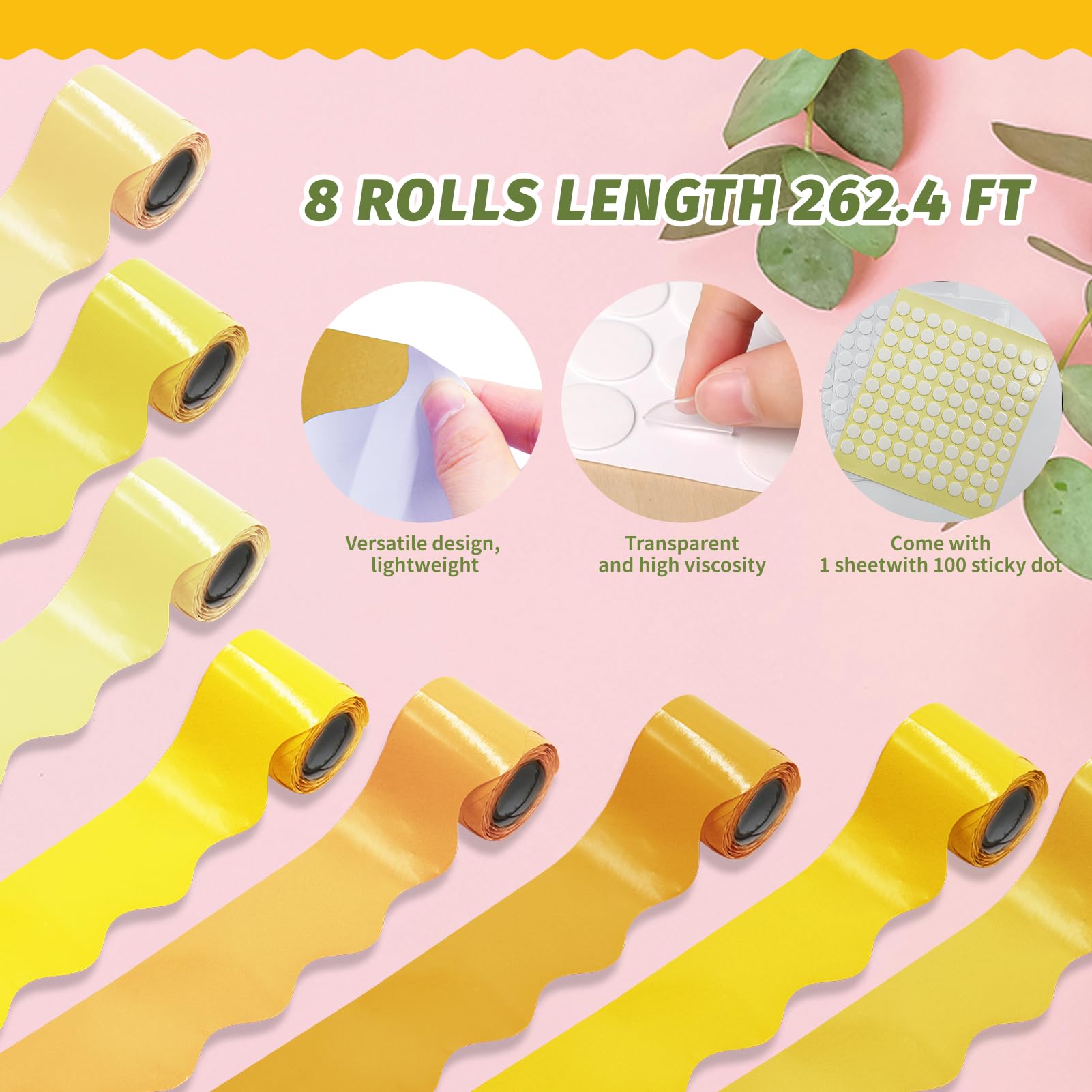 Snapklik.com : 8 Rolls 262.4 Ft Yellow Bulletin Board Borders - Yellow ...