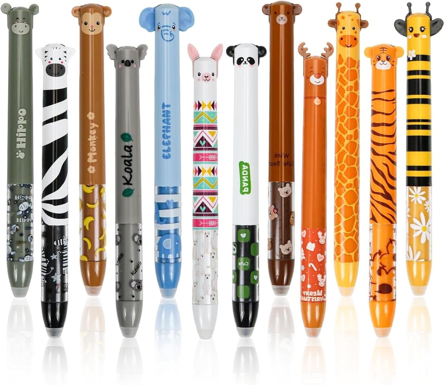 Vxcbad Pack of 12 Erasable Gel Pens, Cartoon Ballpoint Pen Set, 12 ...