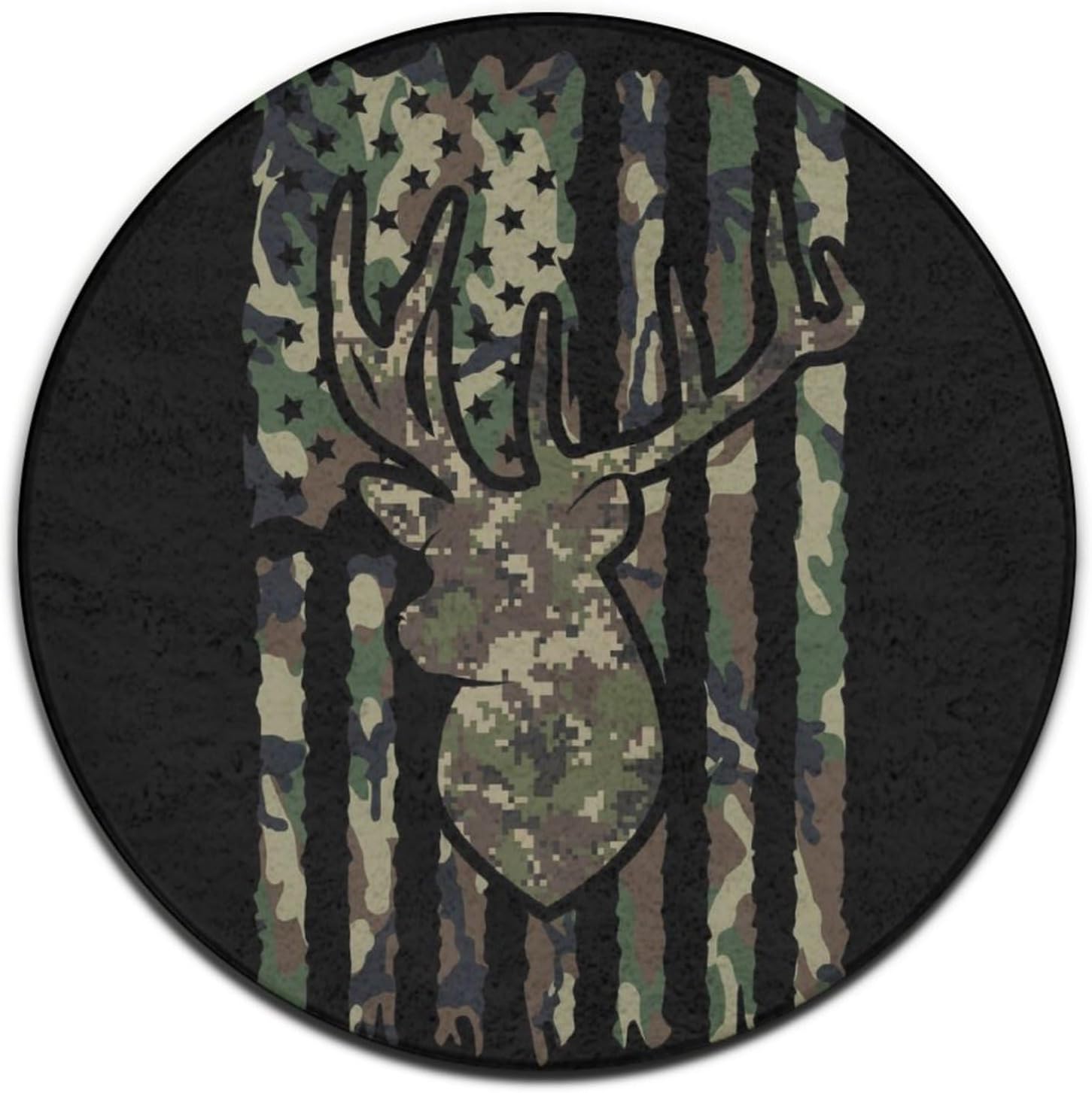 Amazon.com: Luxury Round Rugs Deer Camo Camouflage American Flag ...
