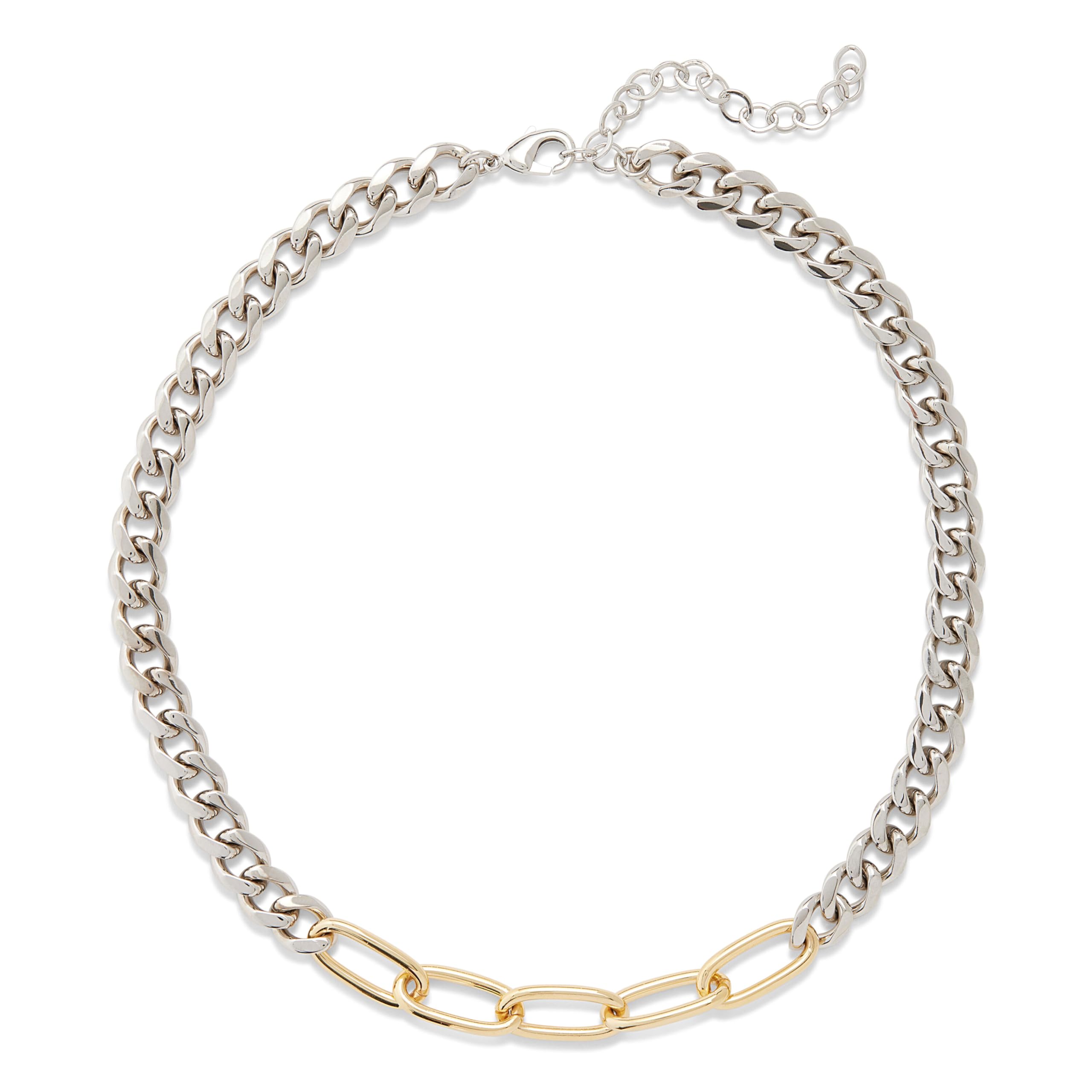 Amazon.com: Rocksbox Jayden Chain Necklace in Mixed Metal - Chunky Chain Necklace for Women ...