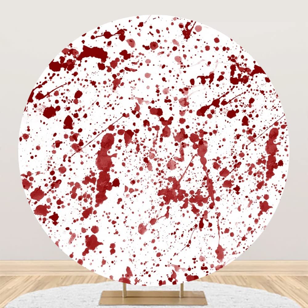Laeacco 7.5x7.5ft Bloody Happy Halloween Round Backdrop Cover Horror ...
