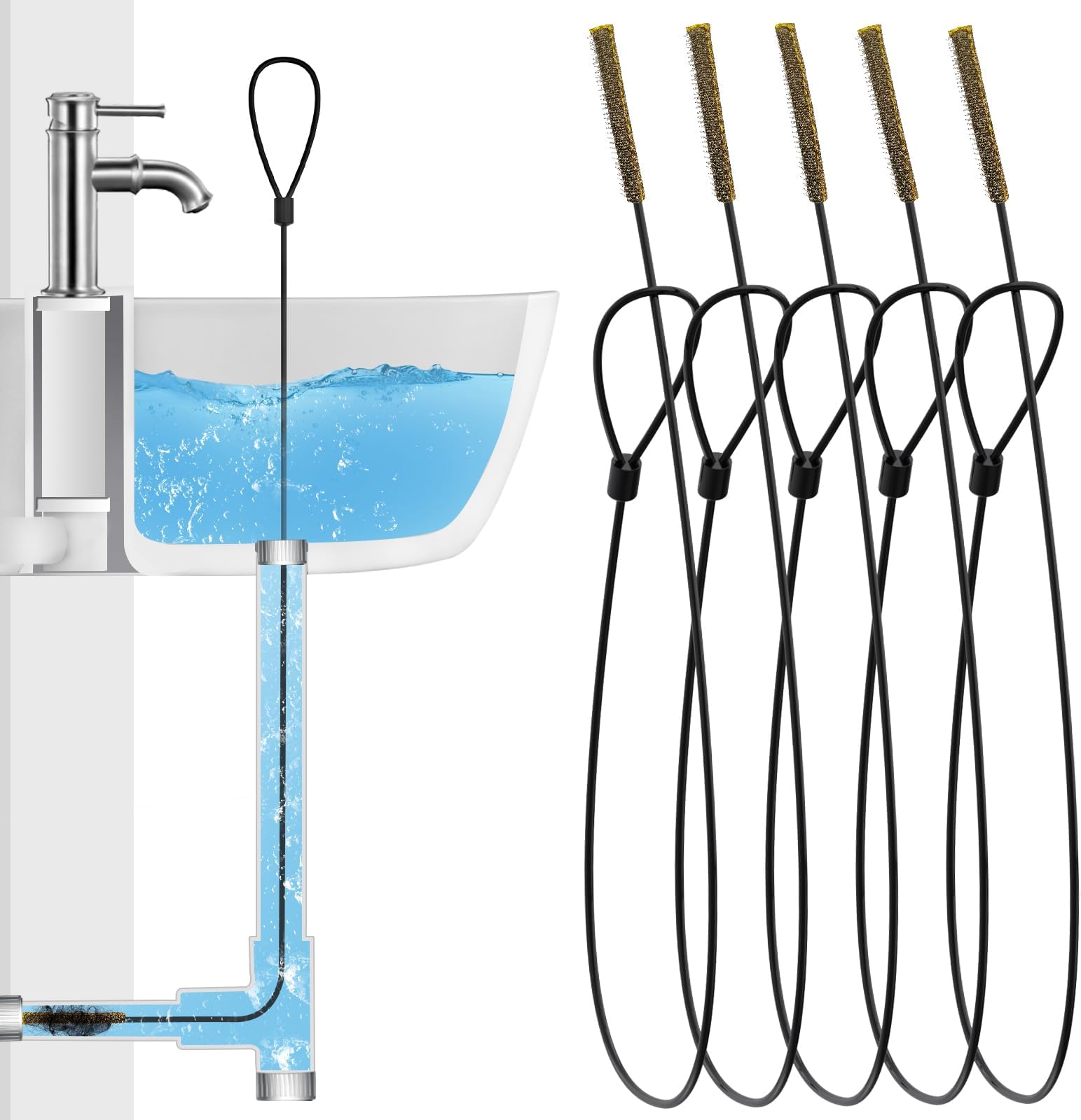 Forlivese Drain Snake, Drain Clog Remover,Hair snake Tool Drain Opener ...