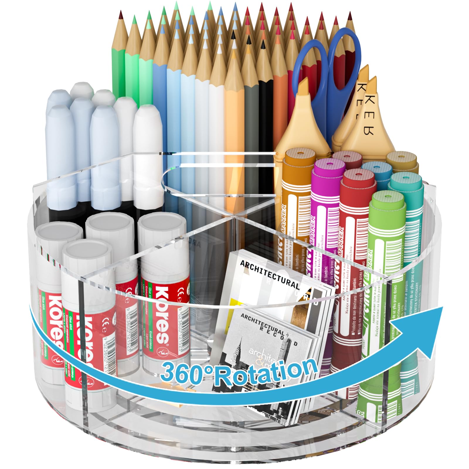 Amazon.com: ROLIZOE 360-degree Rotating Clear Pen Organizer with 6 ...
