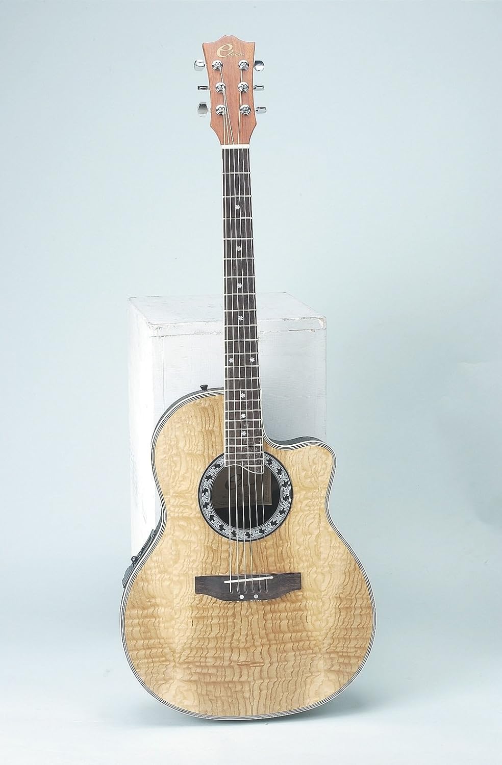 Eleca Natural Thin Body Acoustic/Electric Shallow Bowl Back Guitar-WITH ...