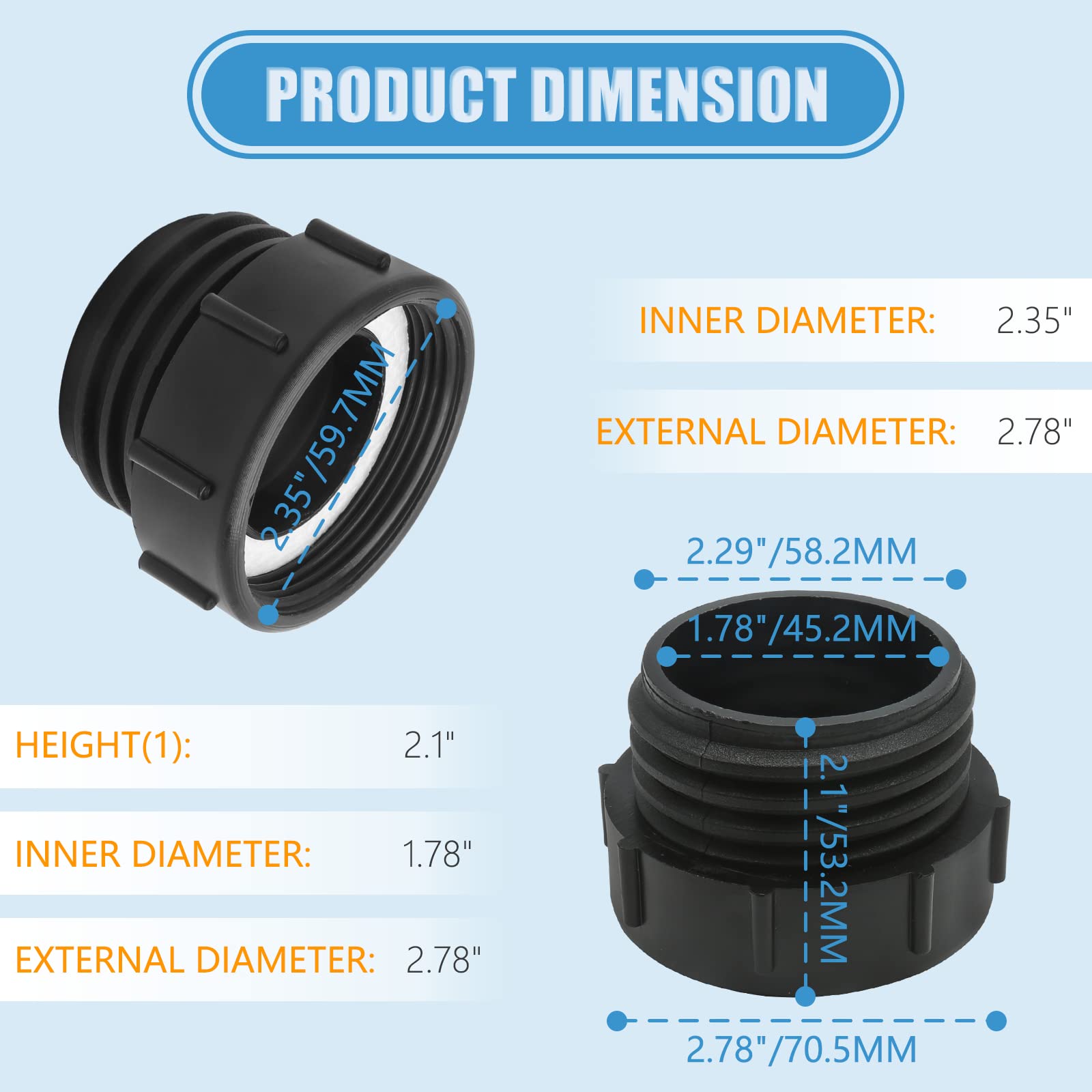 Snapklik.com : Rierdge IBC Tote Adapter, 2" Fine Female To S60x6 Coarse ...