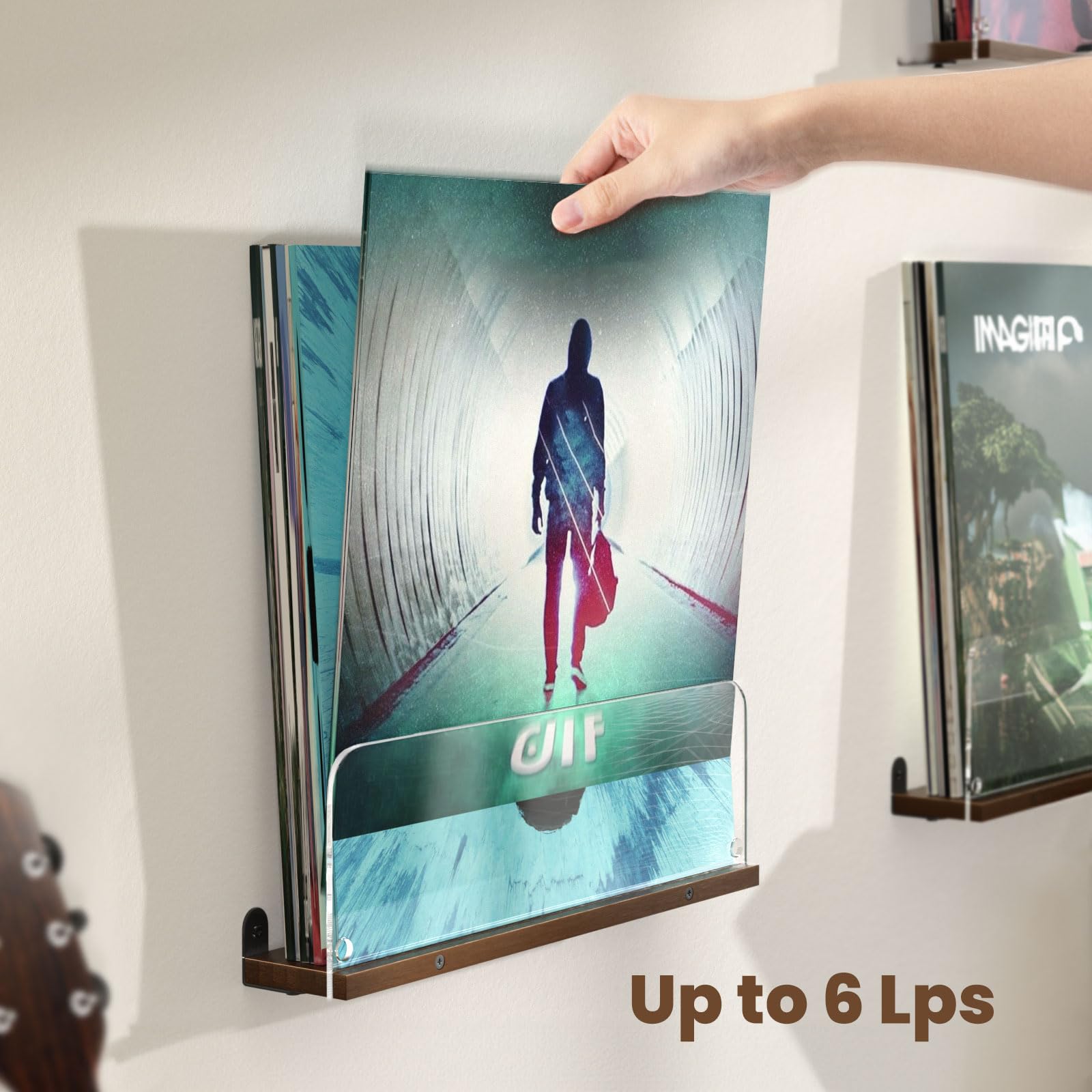 Snapklik.com : Vinyl Wall Mount Shelf: Record Wall Display Wooden ...