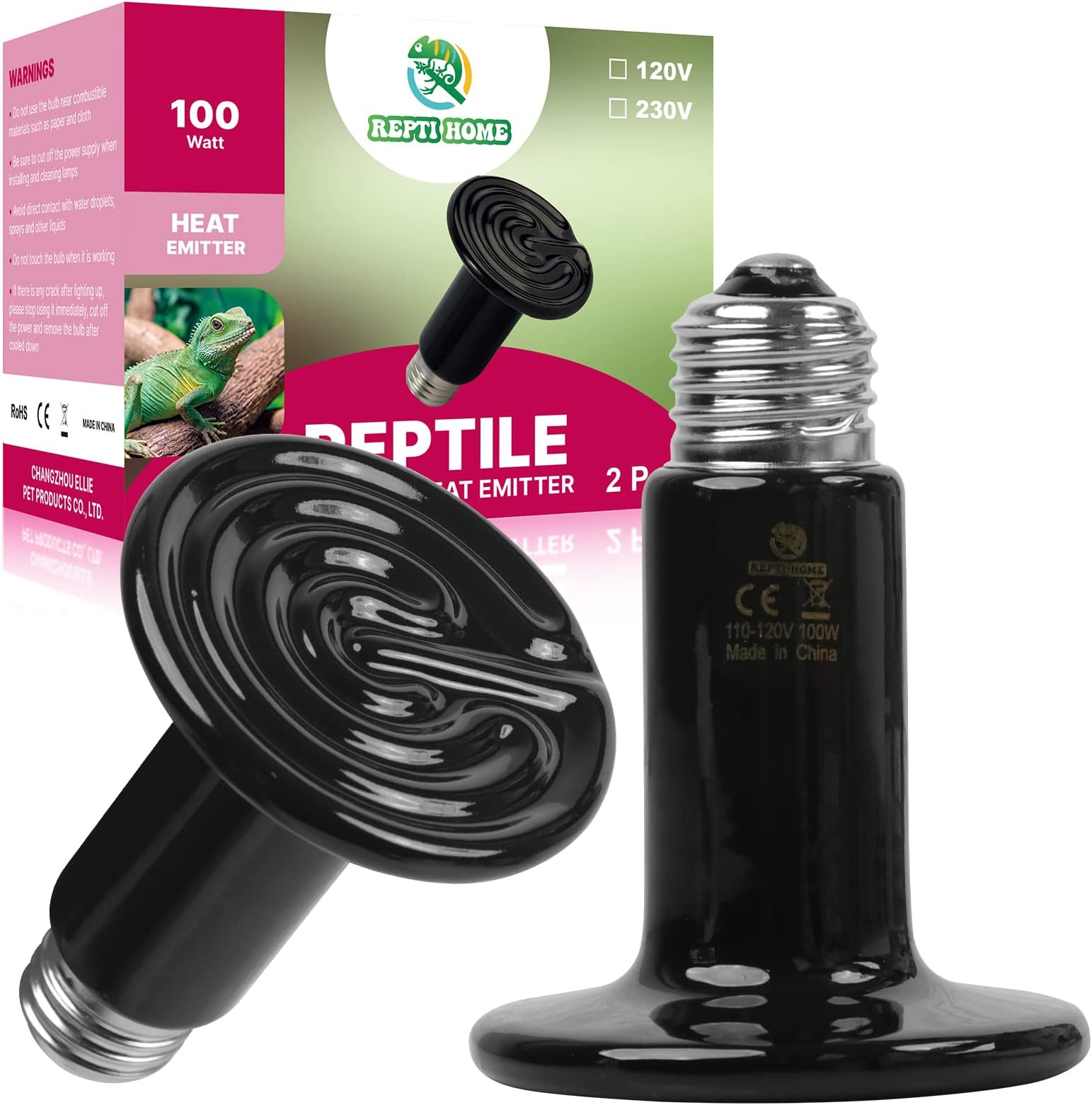 Amazon.com: Pack of 2 100W White Infrared Heat Lamp Bulbs, Ceramic ...