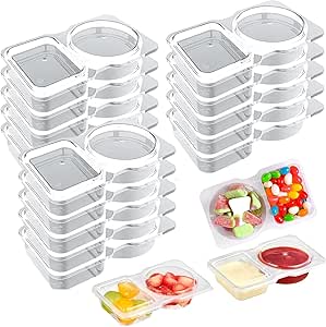 Reusable Snack Pack Containers, 15 Sets Double Compartment Snack Pots ...
