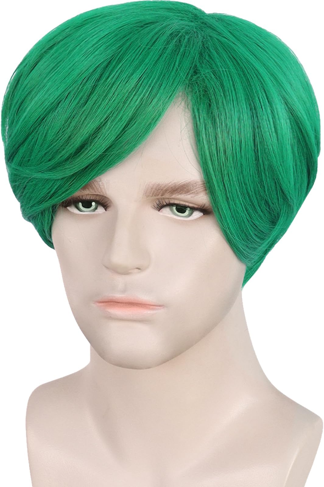 Amazon.com : Luismia Mens Green Wig Short Green Wig Straight Guy Wig ...