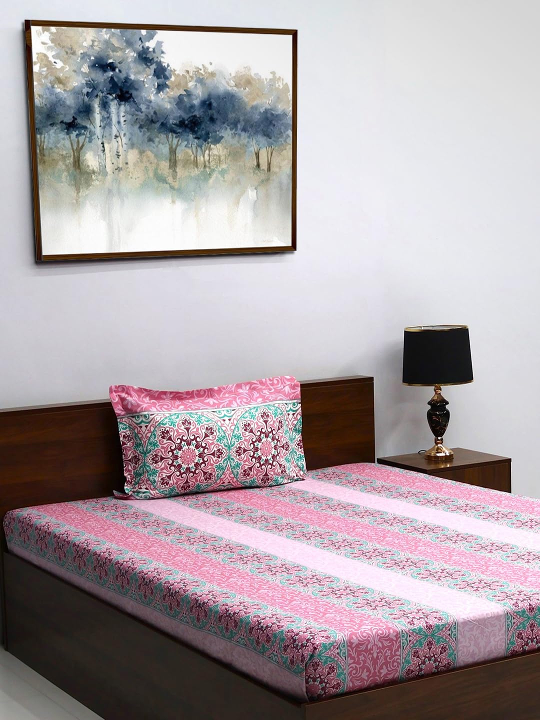 Buy Bombay Dyeing Single Sheet Set, 100% Pure Cotton, 104 Thread Count ...