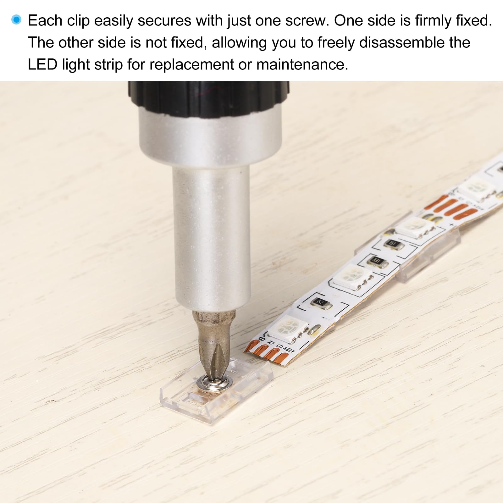 PATIKIL Strip Light Clips, 50 Pcs Clear LED Strip Light Mounting ...